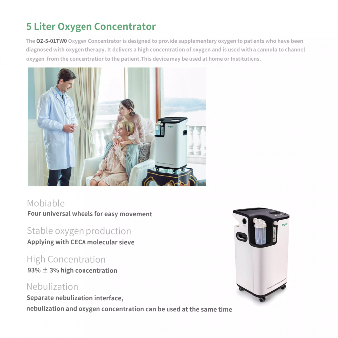 Plug In Oxygen Concentrator 5 Litre High Concentration Atomization